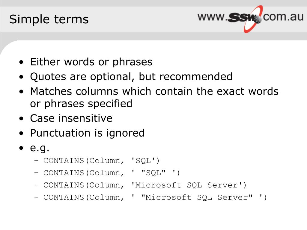 PPT - SQL Server Full-Text Search Using full-text search in SQL Server ... PPT - SQL Server Full-Text Search Using full-text search in SQL Server ...