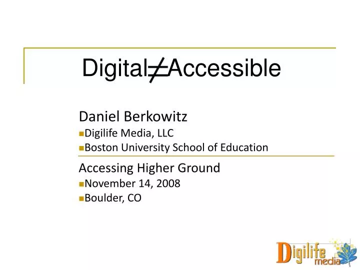 PPT - Daniel Berkowitz Digilife Media, LLC Boston University School of ...