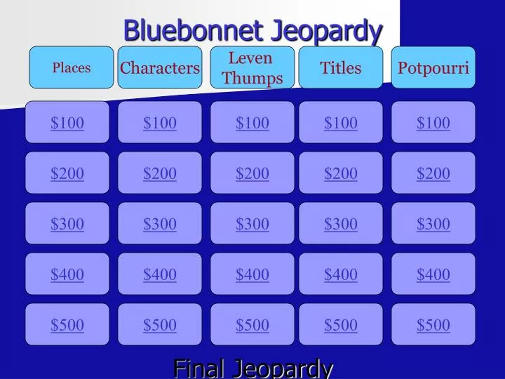 PPT - Bluebonnet Jeopardy PowerPoint Presentation, free download - ID ...