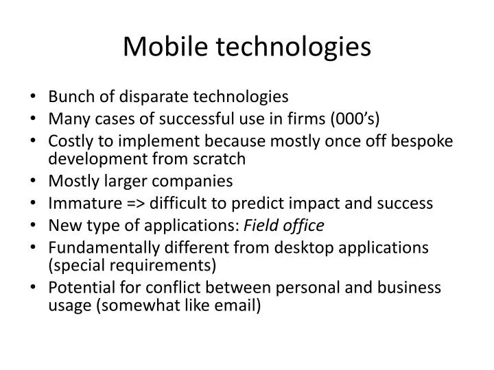 PPT - Mobile technologies PowerPoint Presentation, free download - ID ...