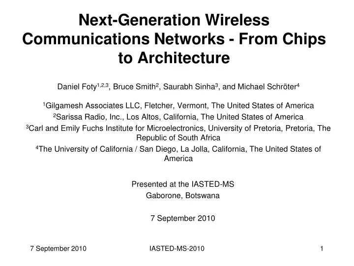 PPT - Next-Generation Wireless Communications Networks - From Chips to ...