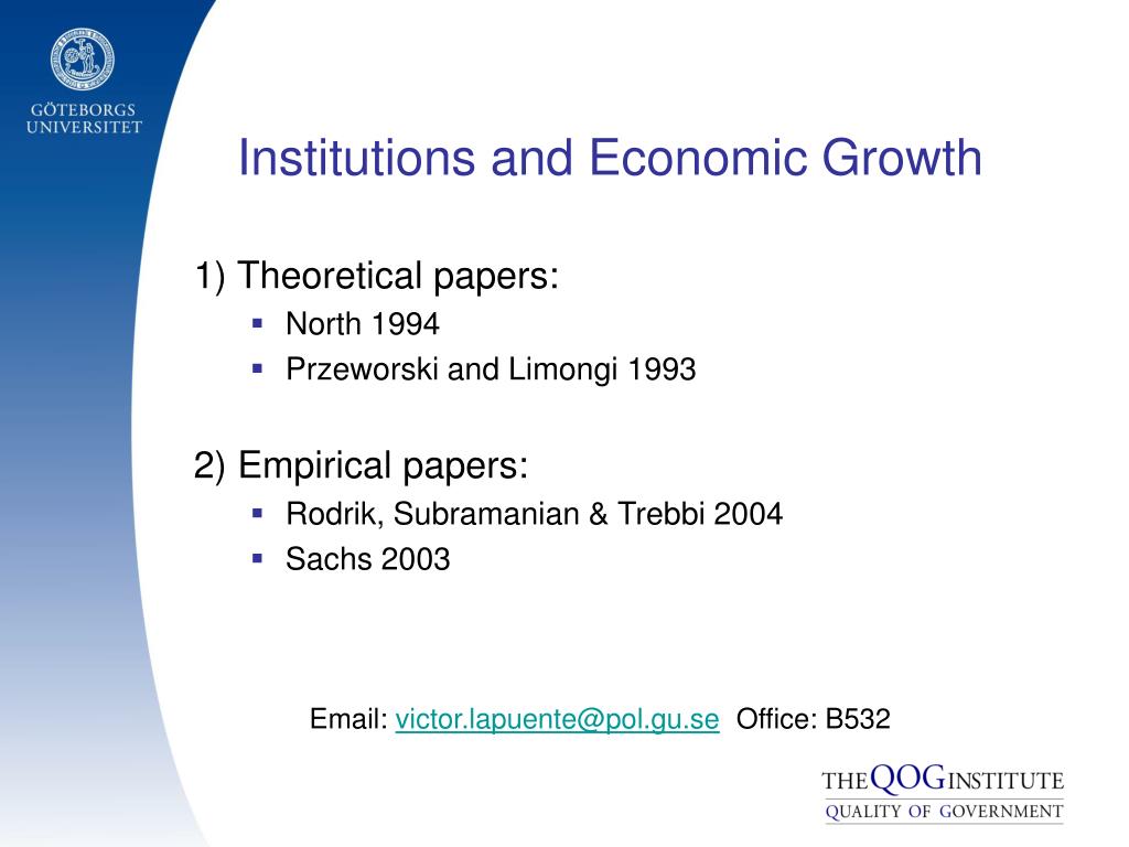 PPT - Institutions and Economic Growth PowerPoint Presentation, free ...