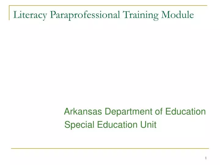 PPT - Literacy Paraprofessional Training Module PowerPoint Presentation ...