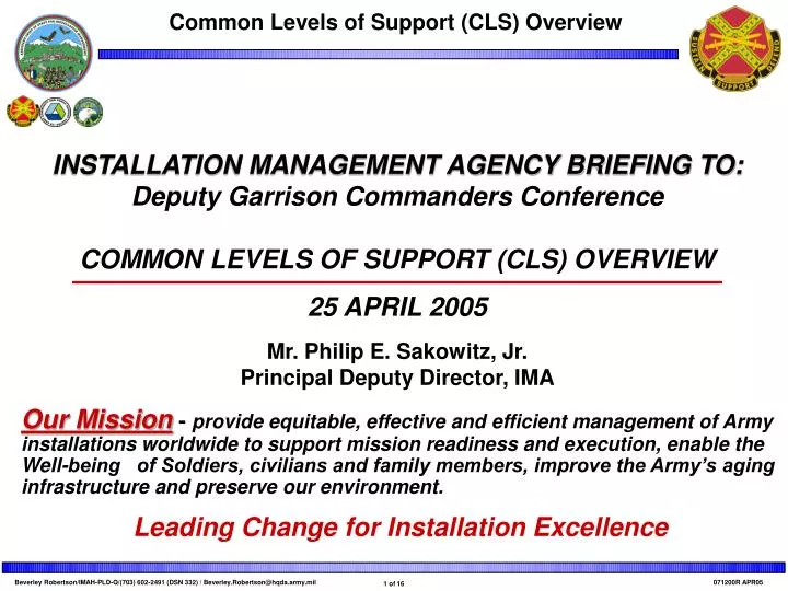 PPT - INSTALLATION MANAGEMENT AGENCY BRIEFING TO: Deputy Garrison ...