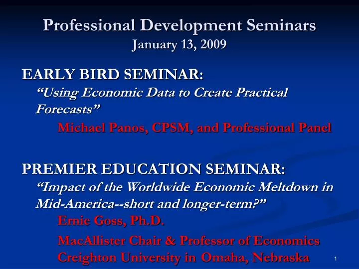 PPT - Professional Development Seminars January 13, 2009 PowerPoint ...