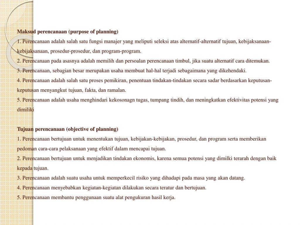 PPT - BAB 7 PERENCANAAN DAN RENCANA PowerPoint Presentation, free ...