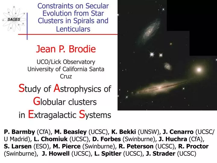 PPT - Constraints on Secular Evolution from Star Clusters in Spirals ...