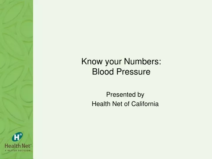 PPT - Know your Numbers: Blood Pressure PowerPoint Presentation, free ...