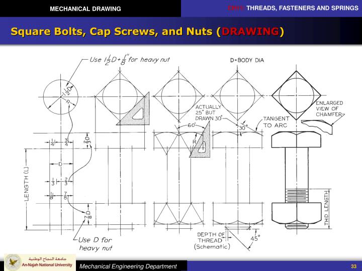 PPT - MECHANICAL DRAWING Chapter 11: Threads Fasteners and Springs ...