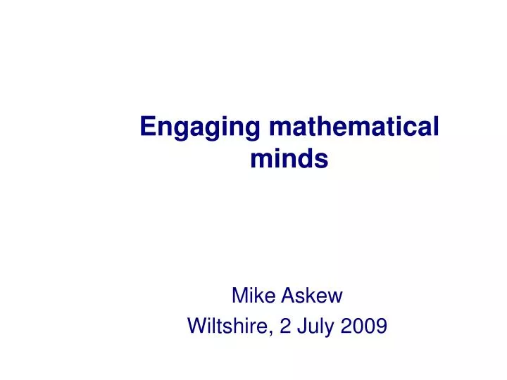 PPT - Engaging mathematical minds PowerPoint Presentation, free ...
